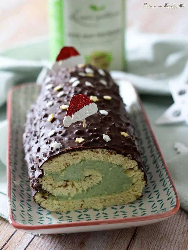 Bûche pâtissière pistache & chocolat • Recette de Lolo et sa tambouille