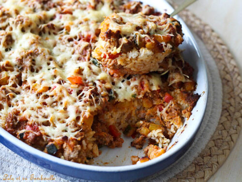Gratin de riz à la viande hachée & légumes • Lolo et sa tambouille